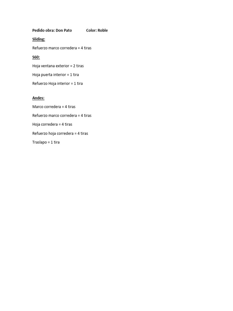 Pedido Obra Don Pato | PDF