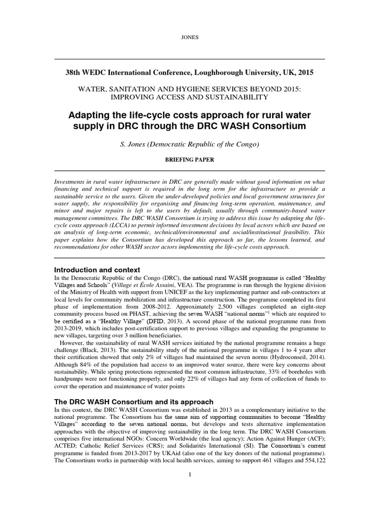 Adapting The Life-Cycle Costs Approach For Rural Water Supply in DRC ...