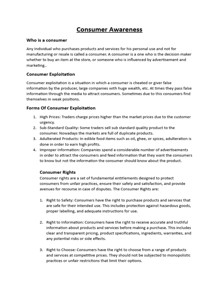 Consumer Awareness Project | Download Free PDF | Consumer Protection ...