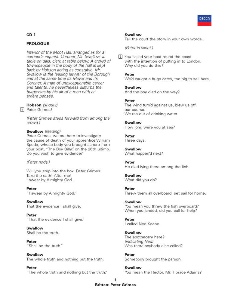 Peter GrimesLibretto Lores | PDF