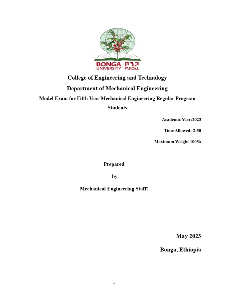 Bonga Mechanical Engineering Exam Pdf Stress Mechanics Yield