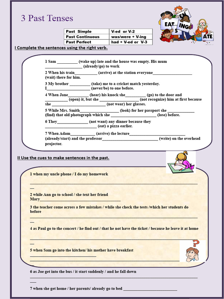 3 Past Tenses Grammar Drills - 75965 | PDF