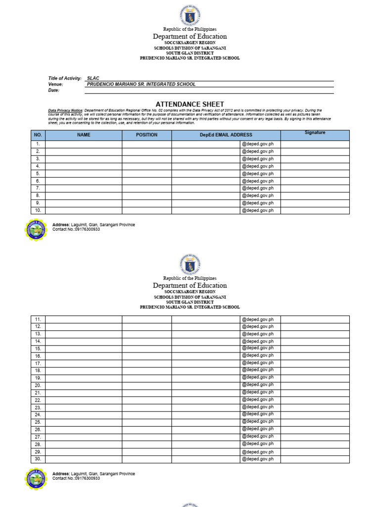 Attendance For Activity | PDF | Information Privacy | Data