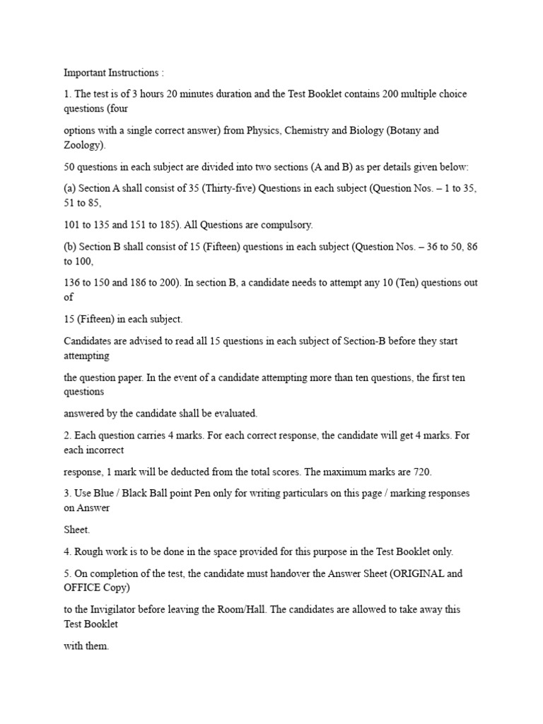 Important Instructions | PDF