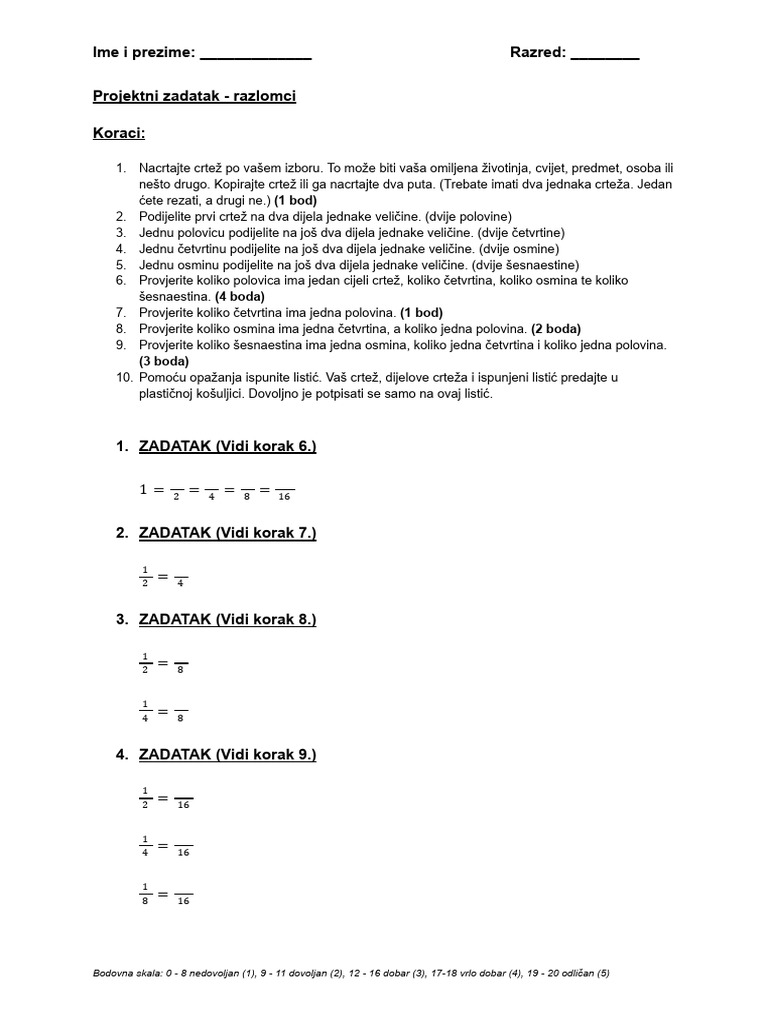 Projektni Zadatak - Razlomci | PDF
