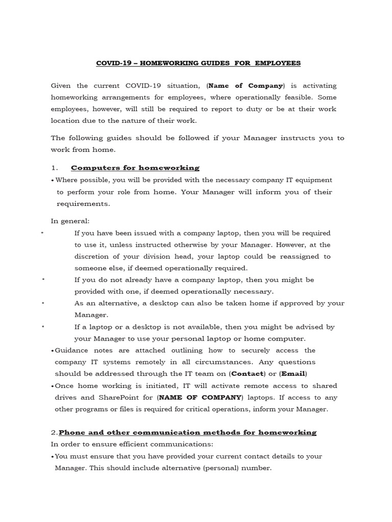 Homeworking - Guidelines For Employees | PDF | Laptop | Conference Call