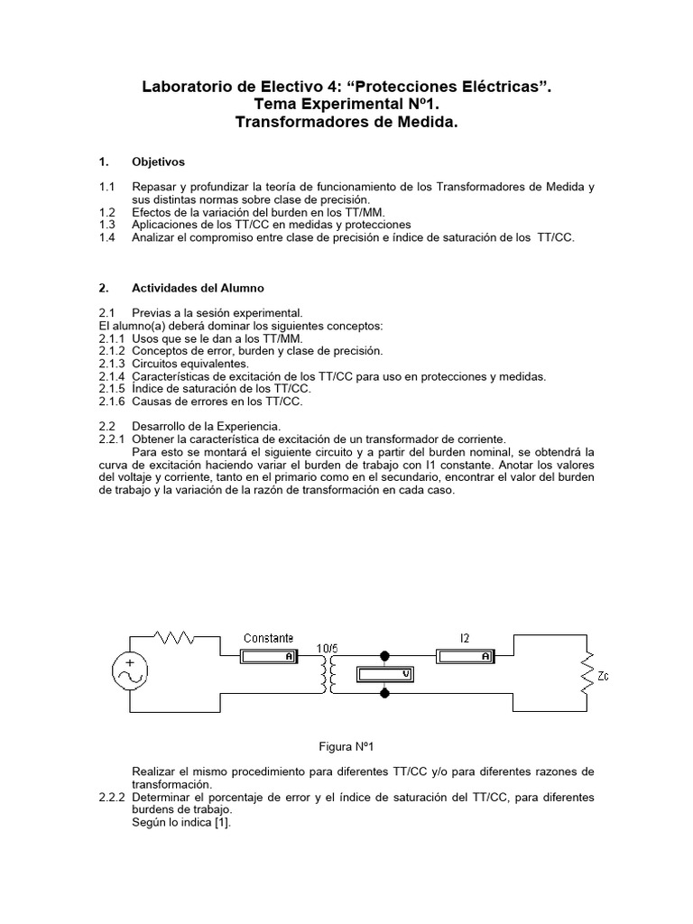 Guias Laboratorio Protecc. Vesp. | PDF | Relé | Transformador
