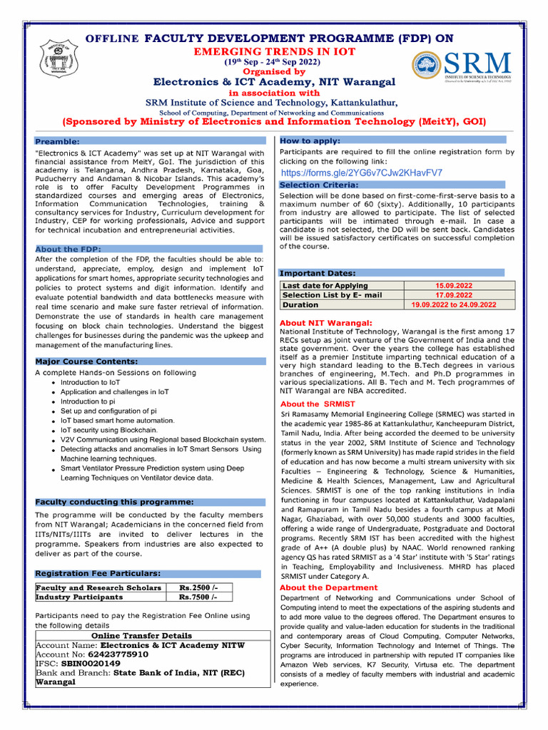 Fdp On Emerging Trends On Iot Pdf