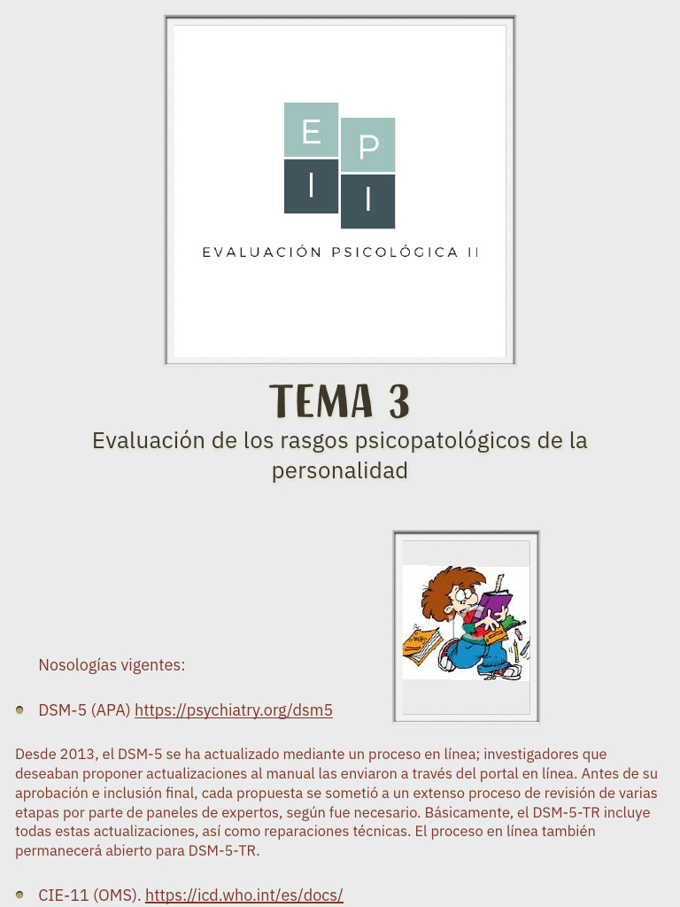 Tema 3 clase 3 | PDF | Manual Diagnóstico y Estadístico de los Trastornos Mentales | Psicopatología