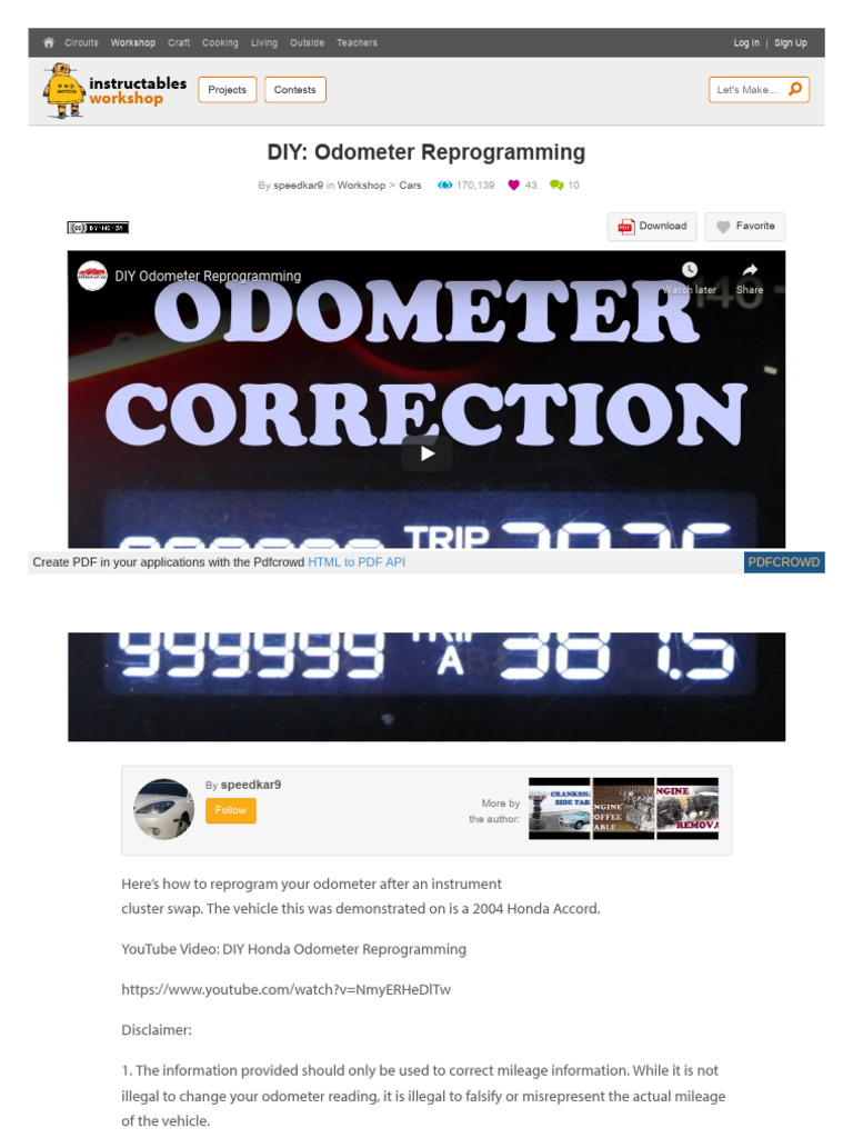 WWW Instructables Com DIY Odometer Reprogramming | Download Free PDF ...