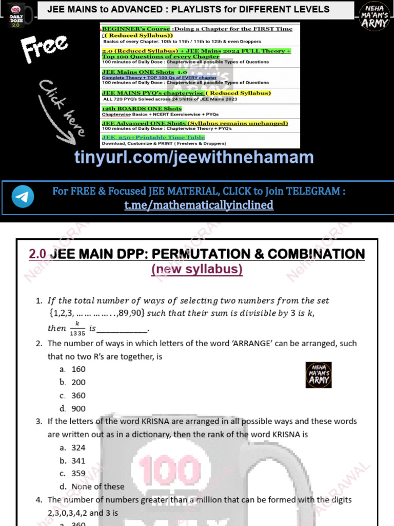 JEE Main: Sequences & Series DPP | PDF | Numbers | Mathematical Concepts