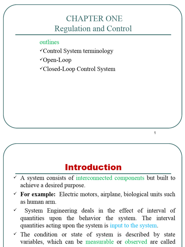 Chapter One | PDF | Control Theory | System