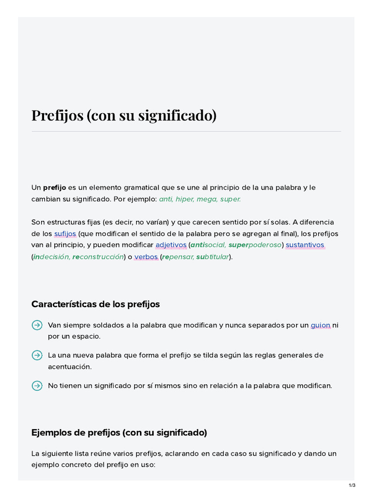 Ejemplos de Prefijos (Con Su Significado) | PDF