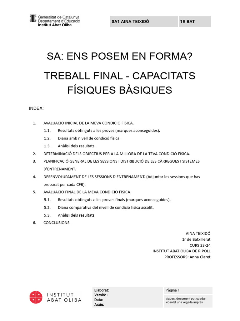 Treball Final D'educacio Fisica Aina Teixido | PDF