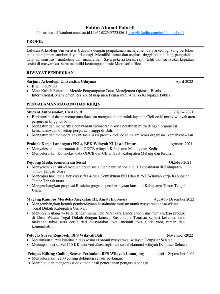 Profil Fahim Ahmad Pahrefi | PDF