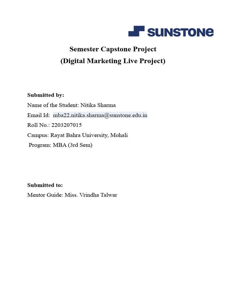 Semester Capstone Project Marketing | PDF | Fashion | Digital Marketing
