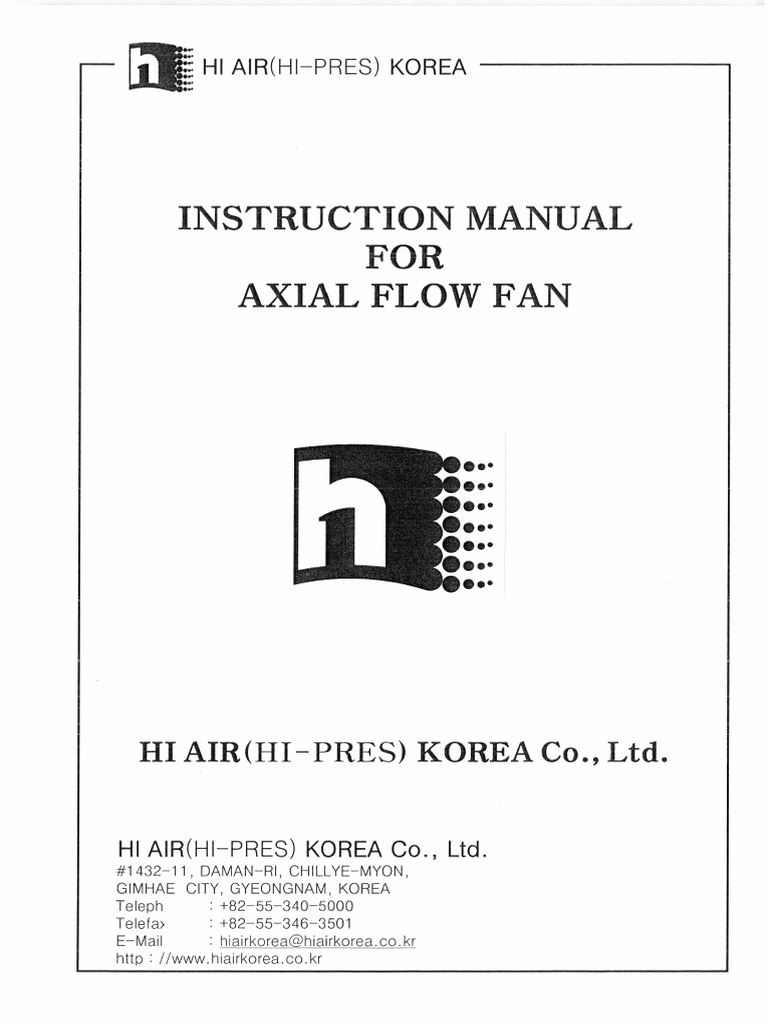 HI AIR Manual | PDF | Electric Motor | Duct (Flow)