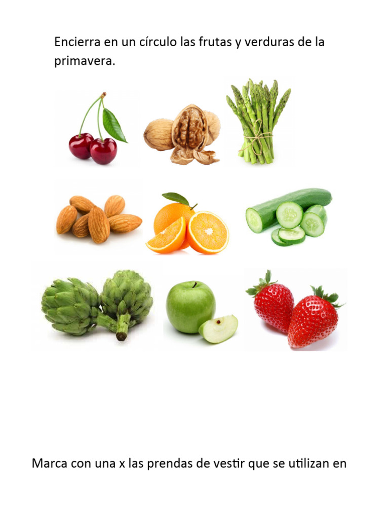 Encierra en Un Círculo Las Frutas y Verduras de La Primavera | PDF