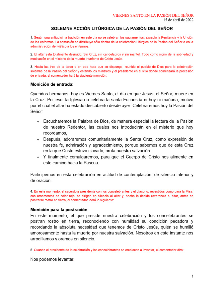 Moniciones Viernes Sto. 2022 | PDF | eucaristía | Oración