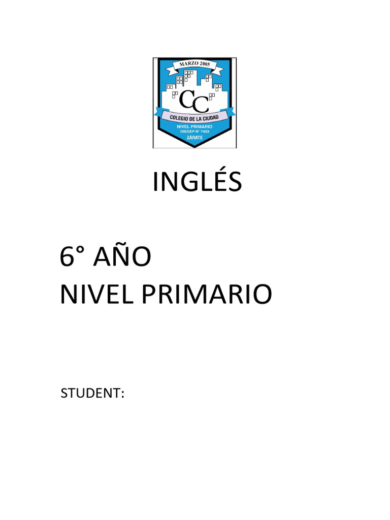 Booklet Inglés 6to Año Primaria 2024 | PDF