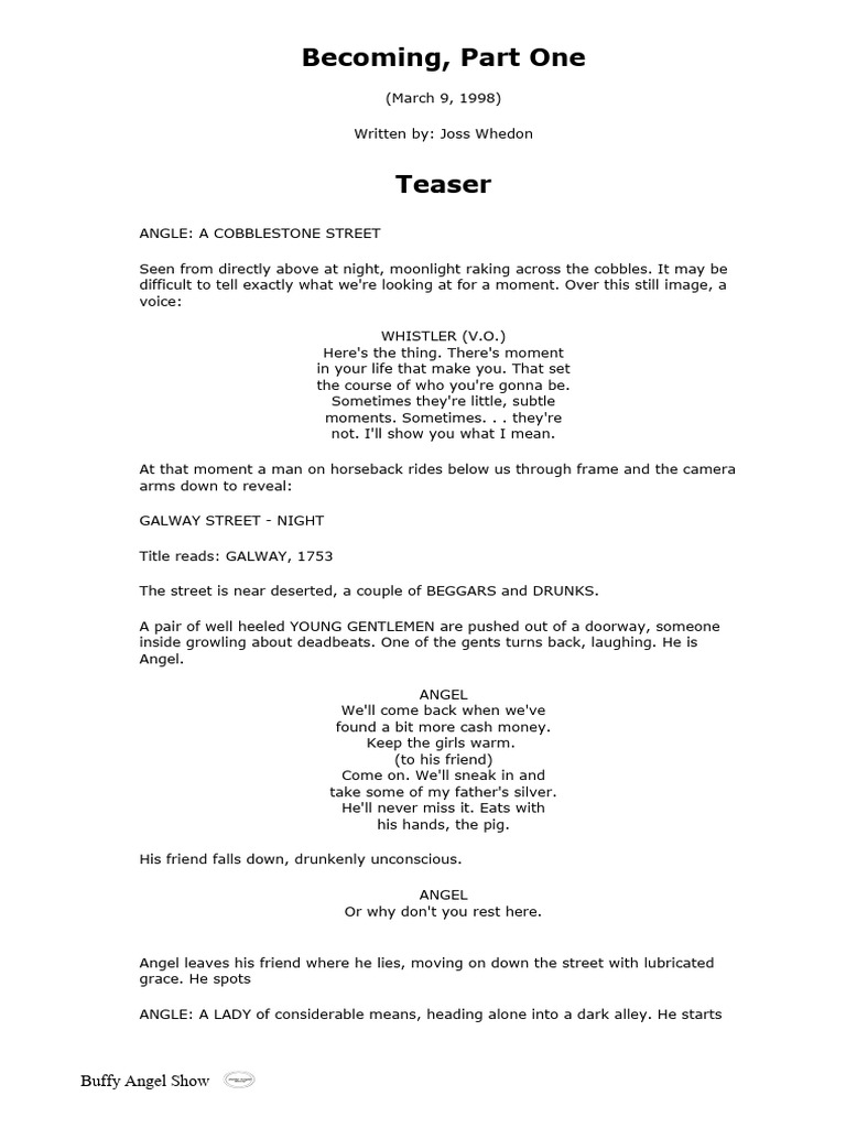 Becoming, Part One: Buffy Angel Show | PDF