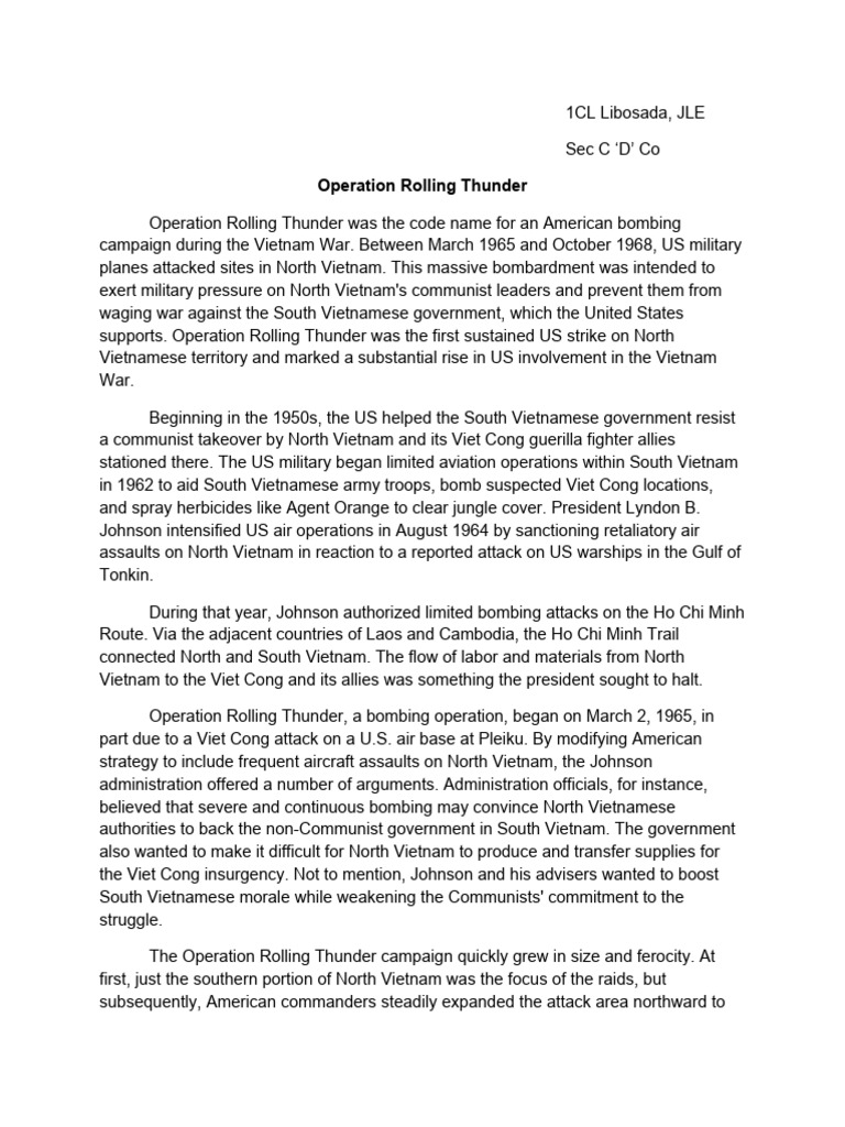 Rolling Thunder | PDF | Vietnam War | Viet Cong