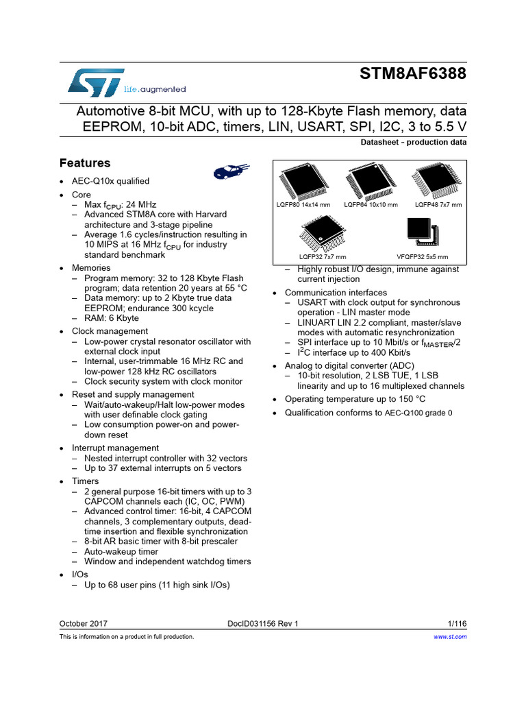 STM 8 Af 6388 | PDF | Microcontroller | Flash Memory
