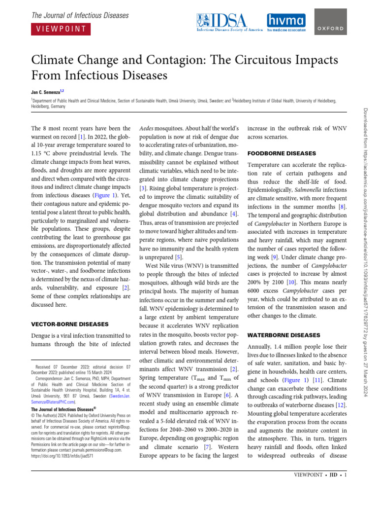 Climate Change and Contagion | PDF | Infection | Epidemiology