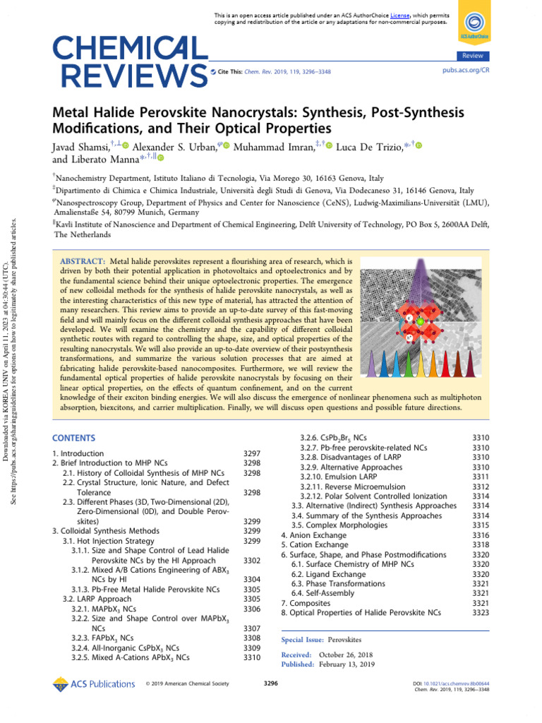 Chemical Review Perovsktie Synthesis Review | PDF | Materials ...