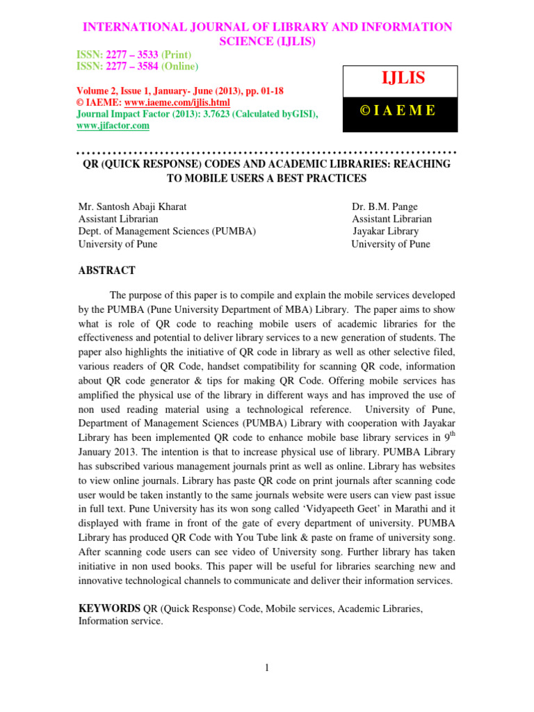 QR Quick Response Codes and Academic Lib | PDF | Qr Code | Libraries
