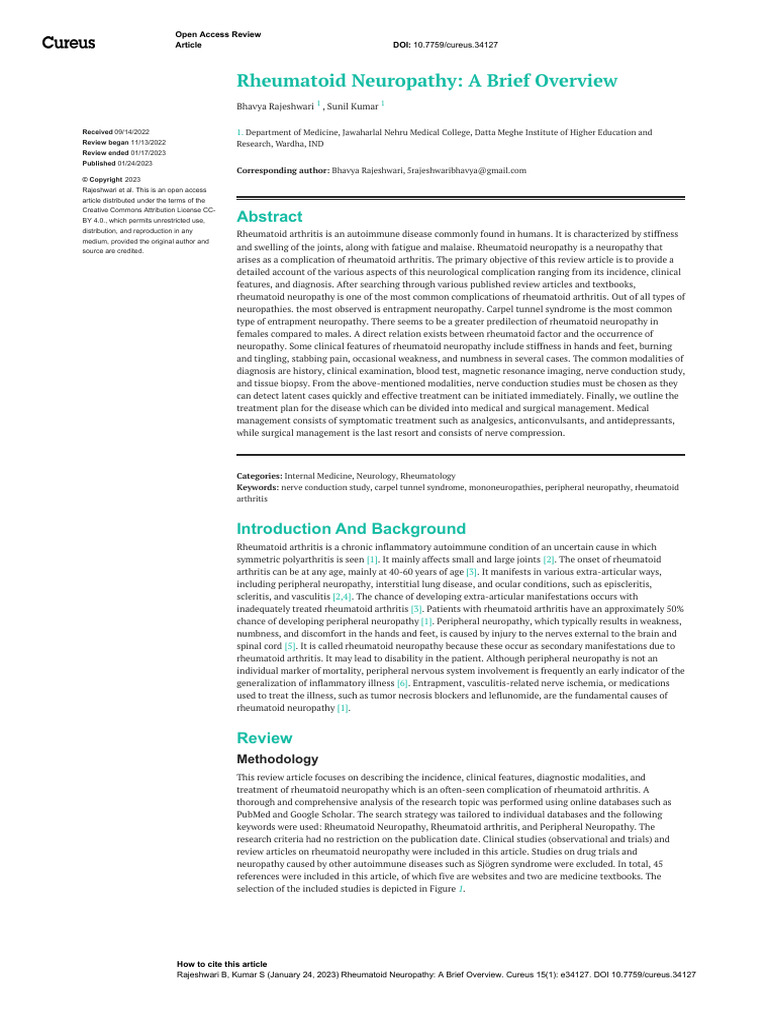 NEUROPATÍA REUMATOIDE | PDF | Peripheral Neuropathy | Rheumatoid Arthritis