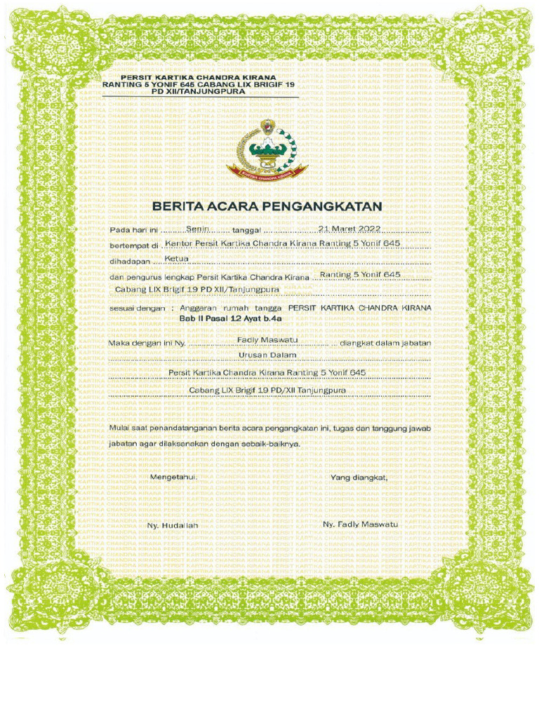 Ba Pengangkatan Persit | PDF