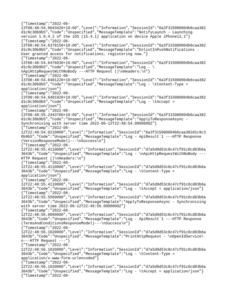 iOS App Launch and Notification Logs | PDF | Ios | Application Layer ...