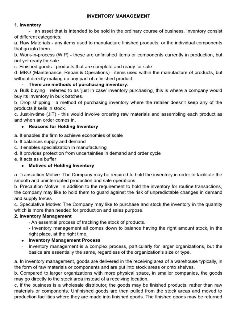 Inventory Management | PDF | Inventory | Business Process