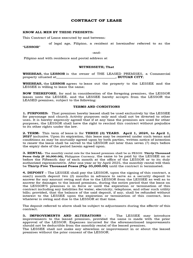 Contract of Lease | Download Free PDF | Lease | Common Law