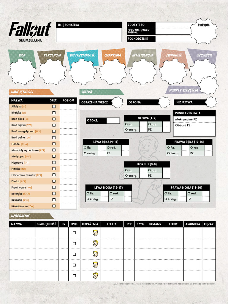 Fallout Karta Postaci A4 Humanoid | PDF
