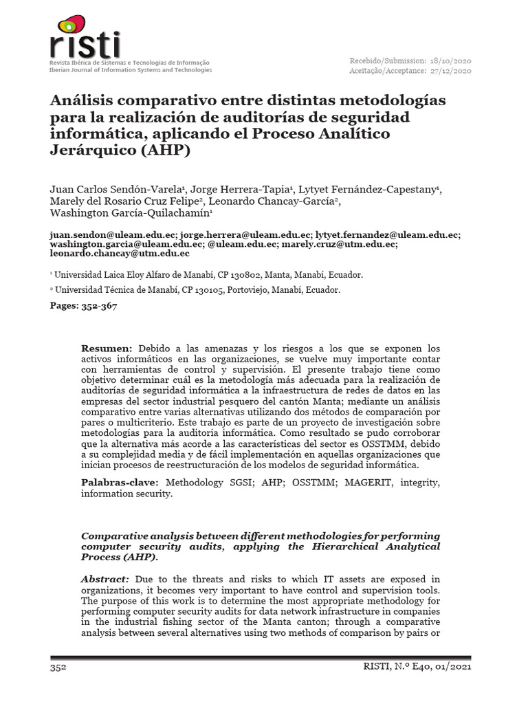 Auditorías de Seguridad en Pesca: OSSTMM vs. AHP | PDF | La seguridad ...