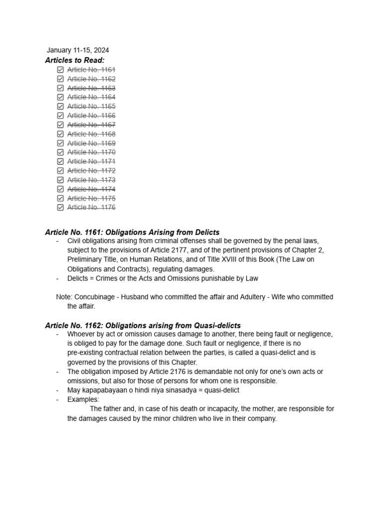 Obligations and Rights Overview | PDF | Interest | Negligence