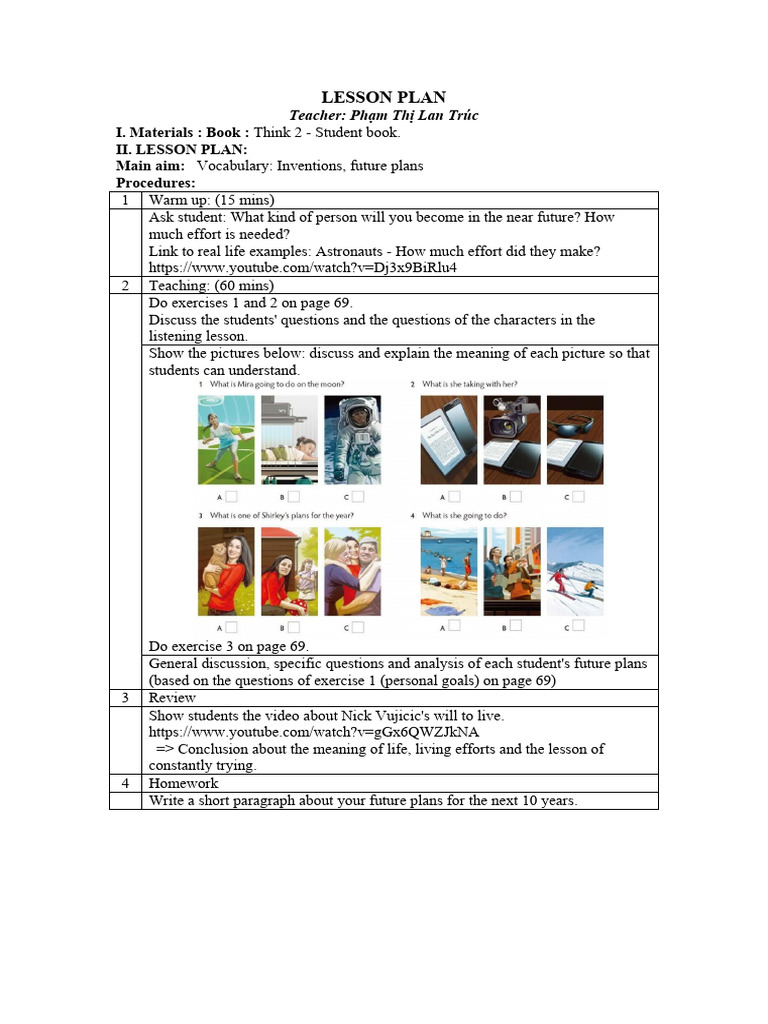 Vocabulary Lesson: Future Plans & Inventions | PDF