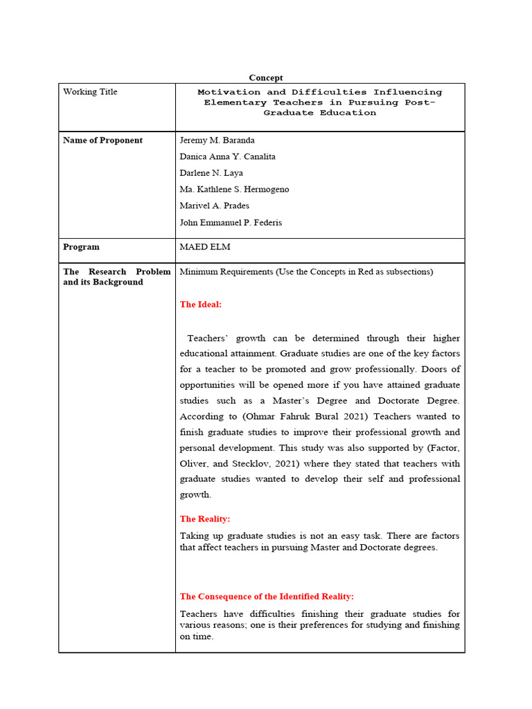 Concept Note MAED ELM2 Group 2 | Download Free PDF | Methodology ...