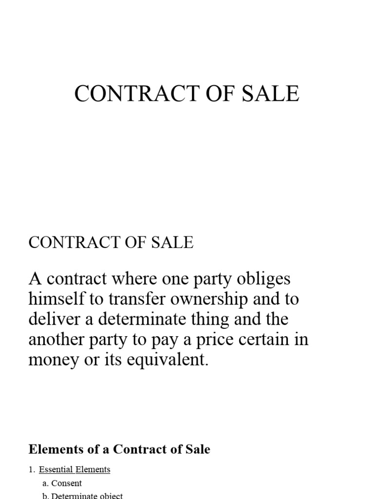Contract of Sale | PDF | Offer And Acceptance | Sales