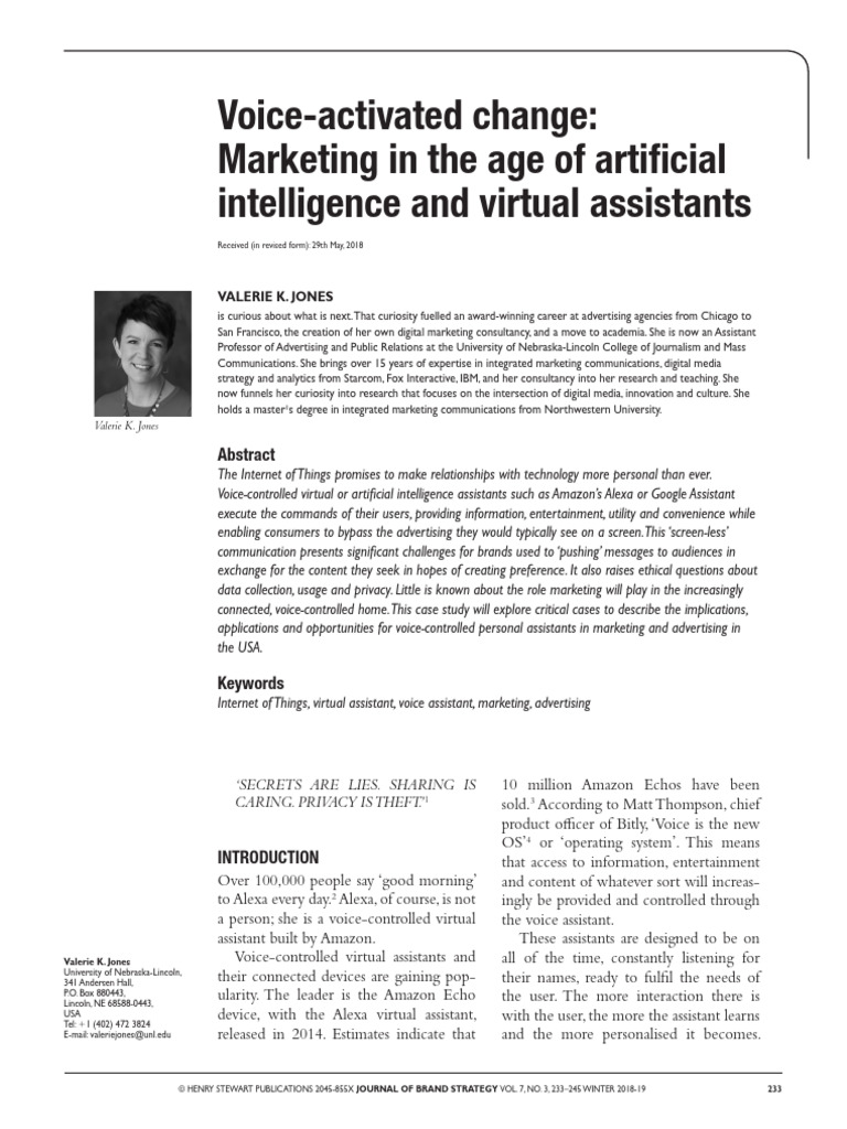 Voice-Activated Change Marketing in The Age of Artificial Intelligence ...