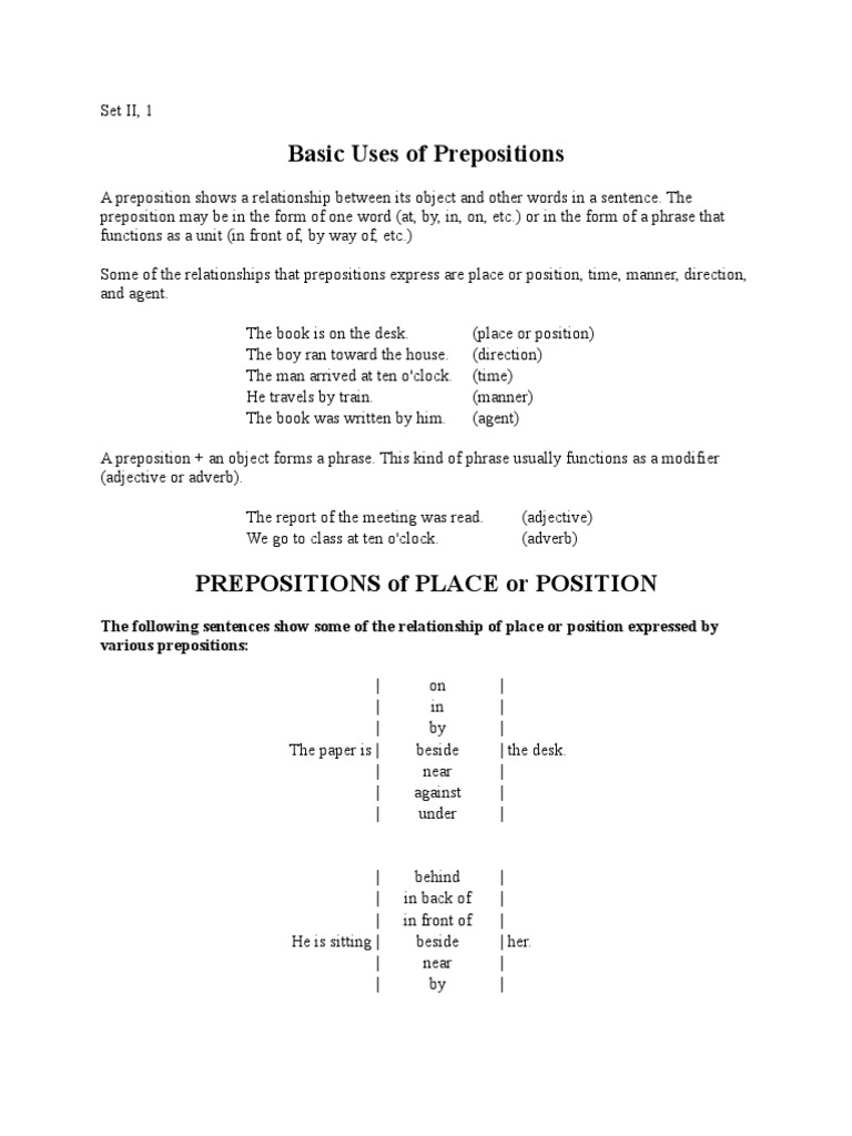 Prepositions Document | PDF | Adverb | Preposition And Postposition