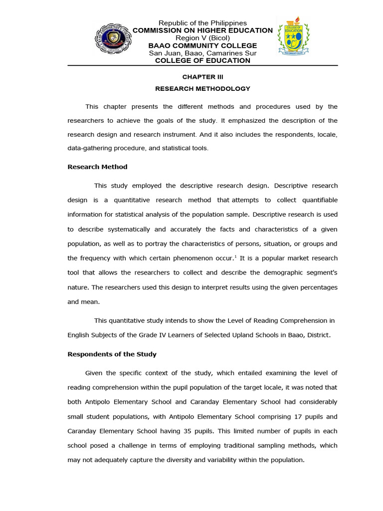 Revised Chapter III | PDF | Survey Methodology | Questionnaire