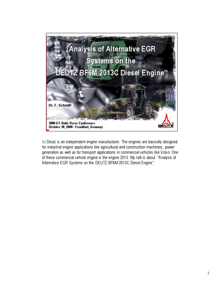 Analysis of Alternative EGR Systems on the DEUTZ BF6M 2013C Diesel ...