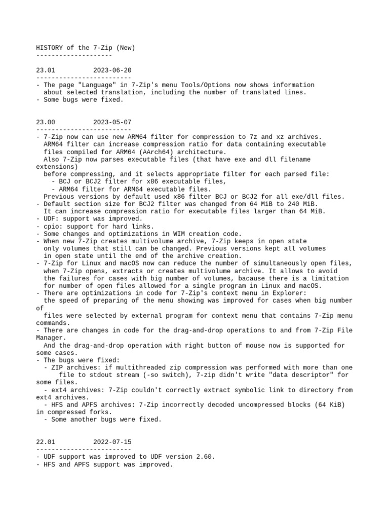 HISTORY of The 7-Zip | PDF | Zip (File Format) | Computer File
