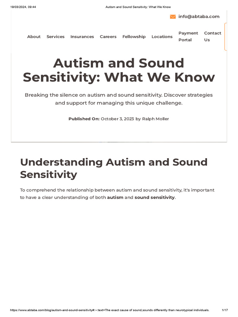 Autism and Sound Sensitivity_ What We Know | PDF | Autism Spectrum ...