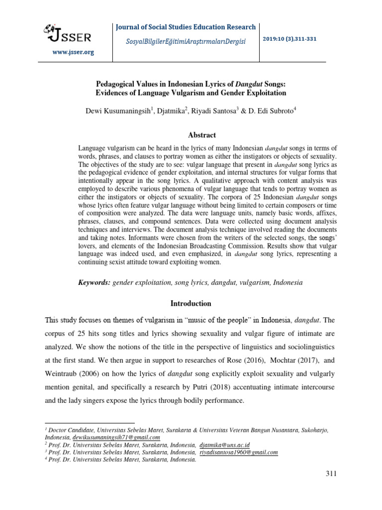 Pedagogical Values in Indonesian Lyrics of Dangdut Songs: Evidences of ...