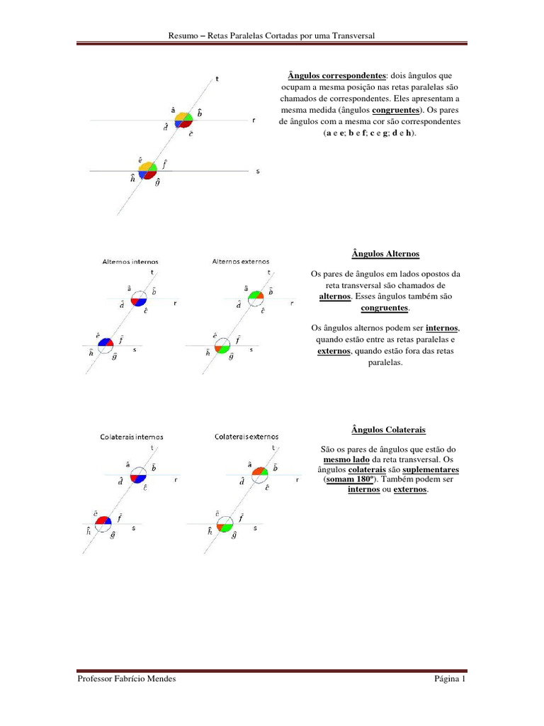 Retas Paralelas Cortadas Por Uma Transversal | PDF