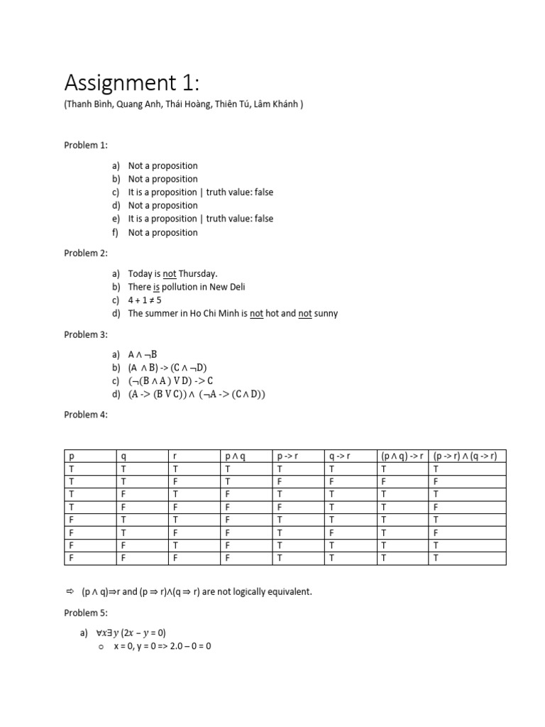 Assignment 1 | PDF | Logic | Mathematical Logic